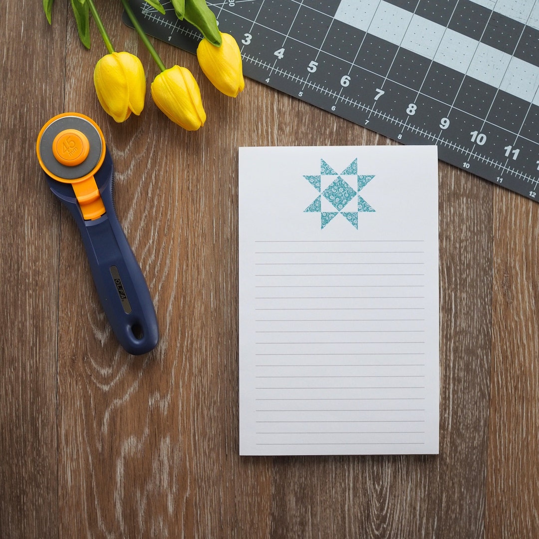 Teal Floral Quilt Star Lined Notepad 8.5x5.5 - Etsy