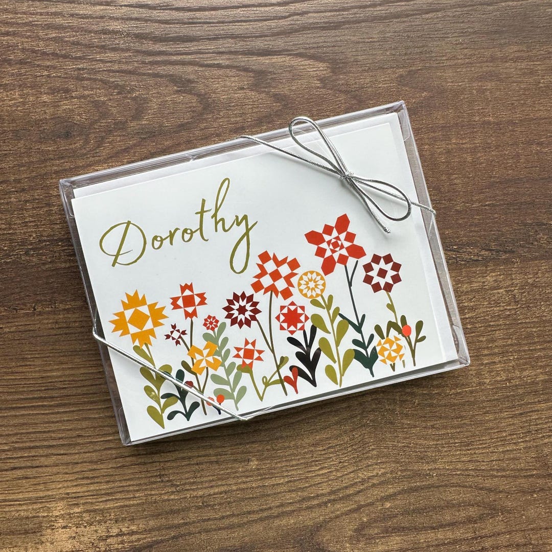 Personalized Quilt Block Garden Handmade Note Cards Set - Etsy