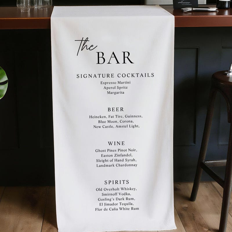 Wedding Bar Cloth Menu - Etsy