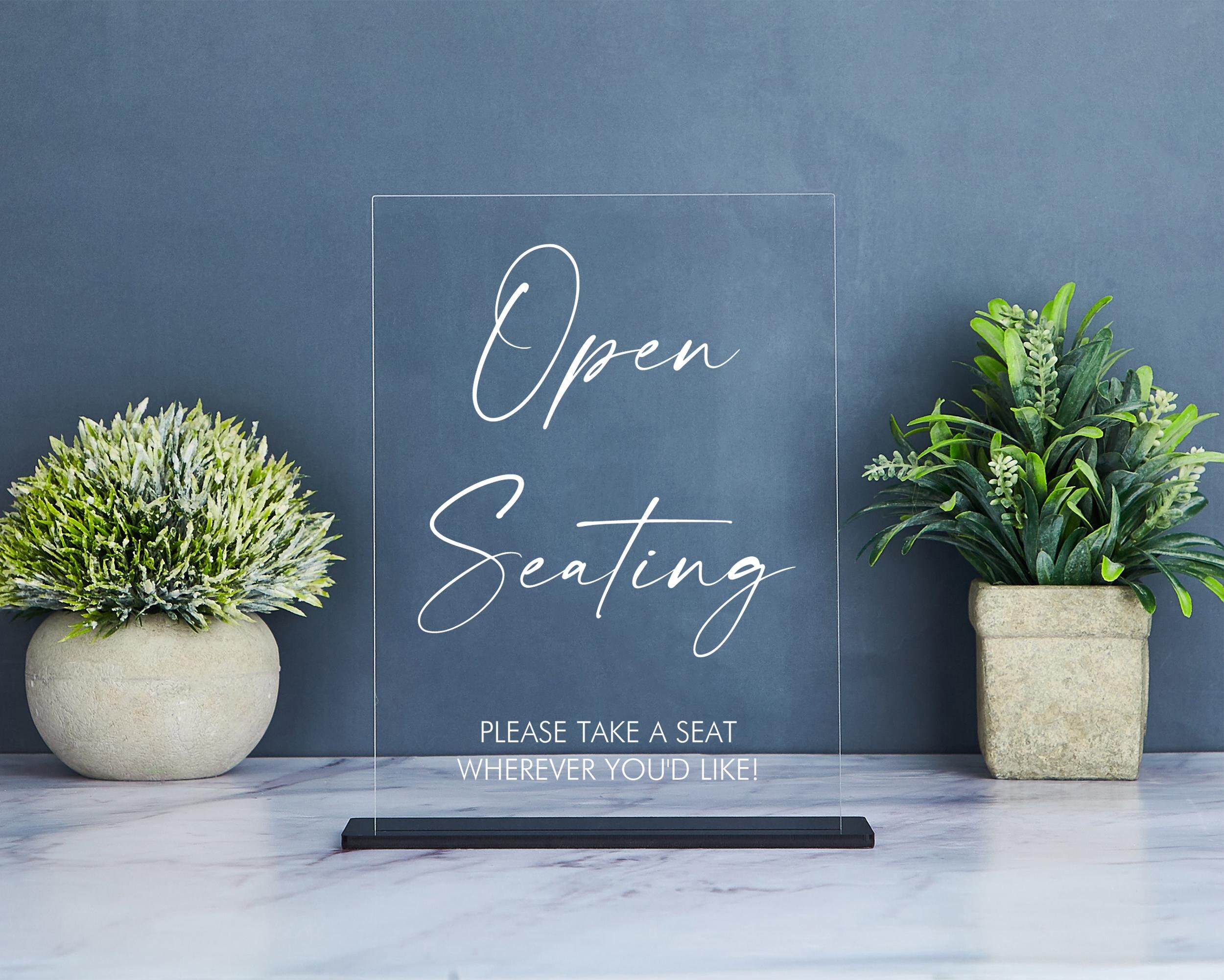 Open Seating Sign, Sit Anywhere Wedding Sign, No Assigned Seating Sign ...