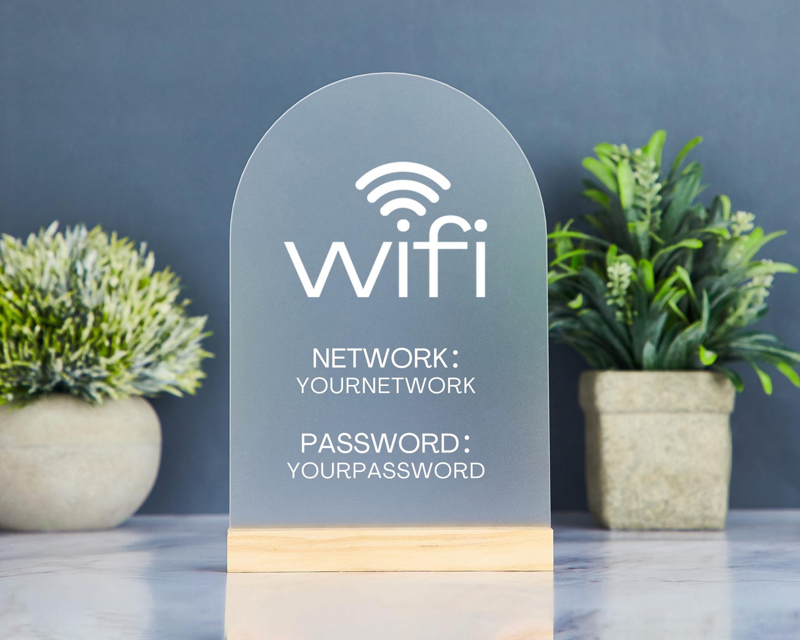 Arch Acrylic Wifi Sign With Base, Custom Wifi Password Sign, Frosted ...