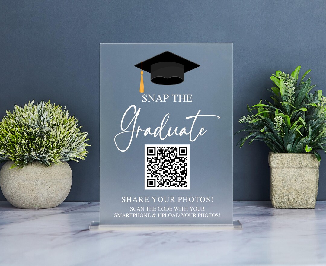 QR Code Graduation Photo Sign, Snap the Graduate Sign, Grad Party Signs ...