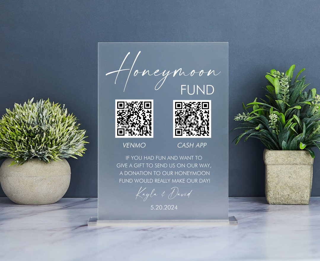 Honeymoon Fund QR Code Sign, Wedding Honeymoon Fund Sign, Venmo QR Code ...