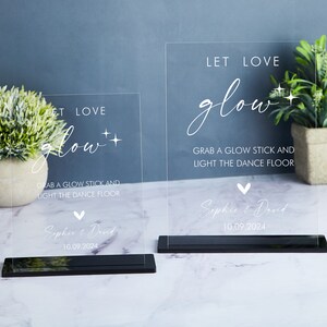 Acrylic Glow Stick Sign, Wedding Glow Sticks Sign, Let Love Glow Sign ...
