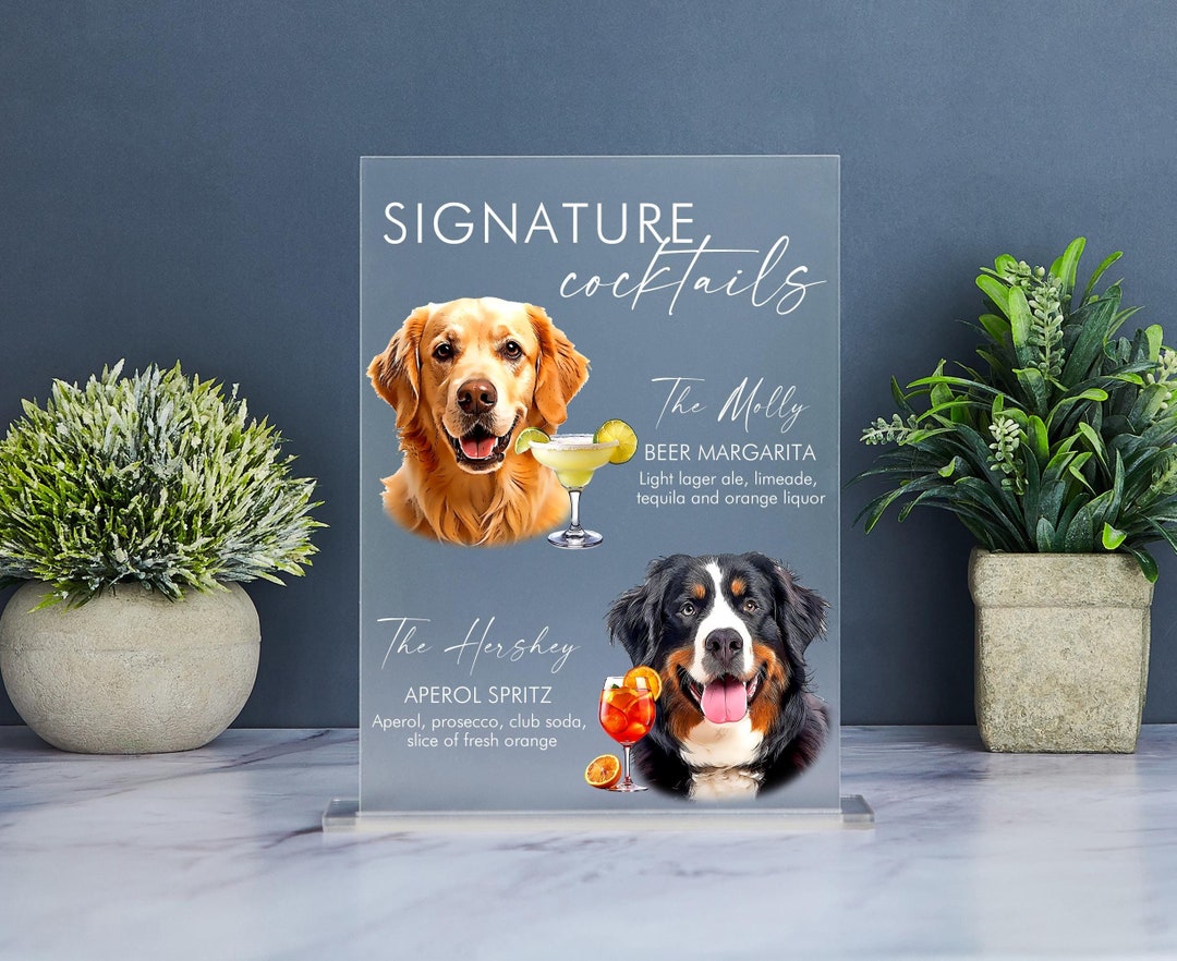 Dog Signature Cocktails Sign, Pet Signature Drink Bar Menu, Acrylic ...