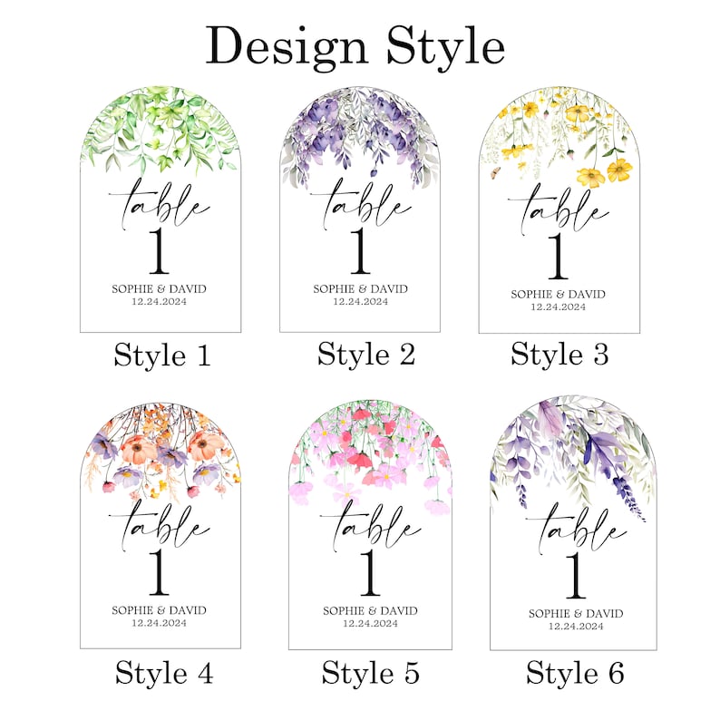 Watercolor Flowers Wedding Table Numbers, Frosted Acrylic Table Numbers ...