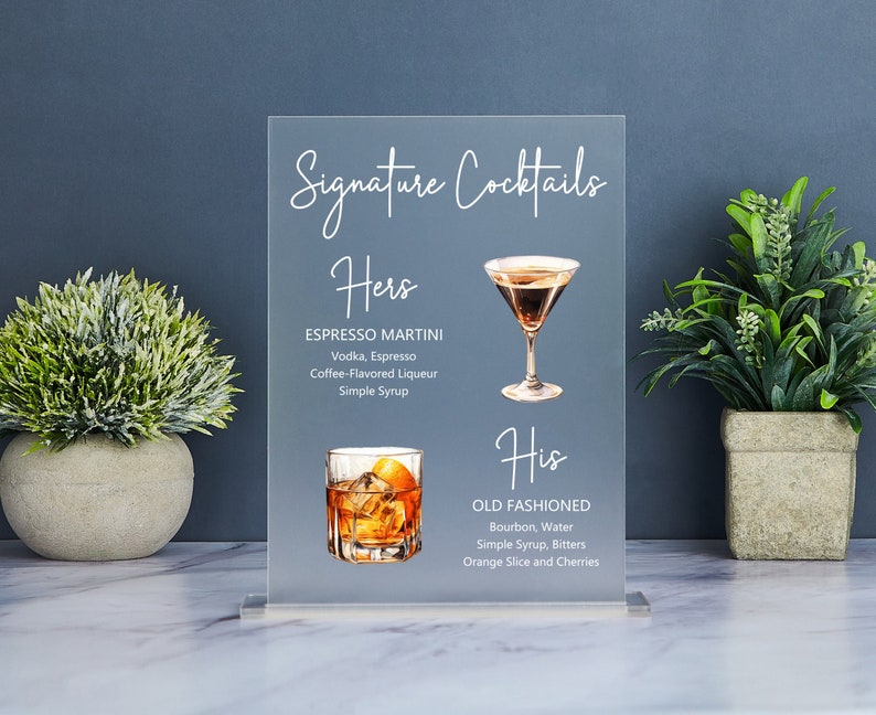 Signature Drinks Sign, Signature Cocktail Sign, Minimalist Wedding Bar ...