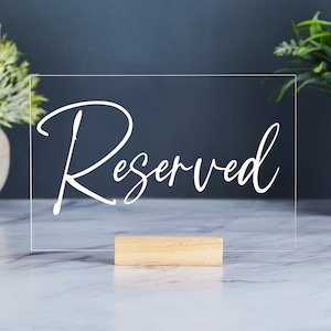 Reserved Sign Wedding, Reserved Table Sign, Acrylic Wedding Signs ...
