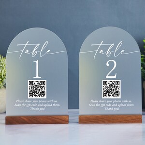 Wedding Table Numbers With QR Code,frosted Acrylic Wedding Reception ...