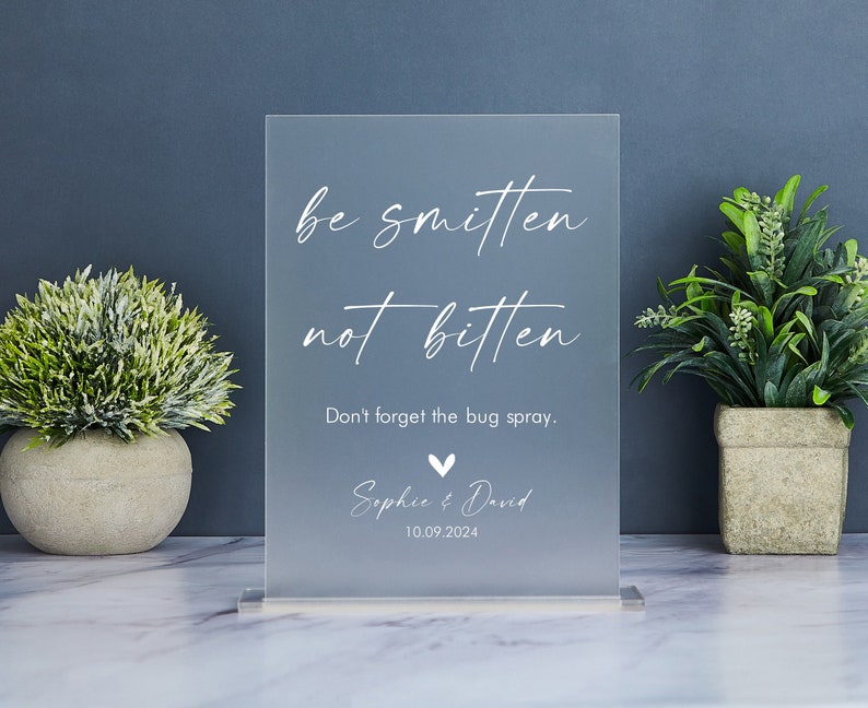 Be Smitten Not Bitten, Wedding Bug Spray Sign, Bug Spray Favor Sign ...