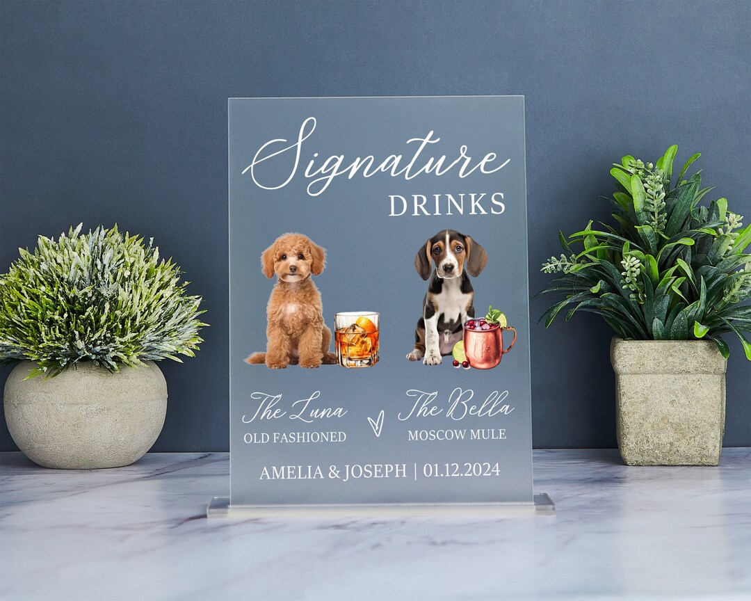 Custom Dog Signature Drinks Sign, Pet Signature Drink Menu, Wedding Bar ...