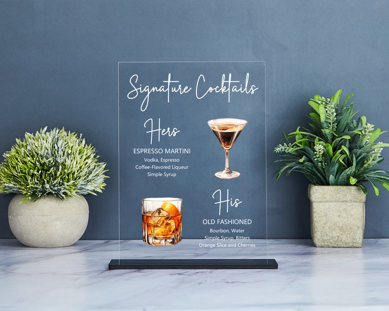 Signature Drinks Sign, Signature Cocktail Sign, Minimalist Wedding Bar ...