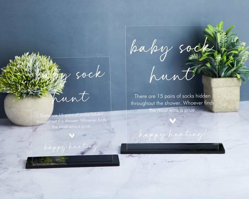 Baby Sock Hunt Sign, Baby Shower Game Sign, Find the Socks Game, Gender ...