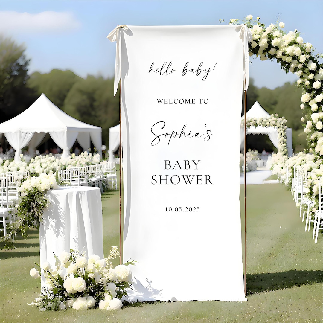 Custom Baby Shower Sign, Baby Shower Welcome Sign, Personalized Fabric ...