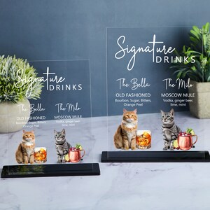 Custom Cat Signature Drink Sign,pet Signature Drink Menu Bar Menu Drink ...