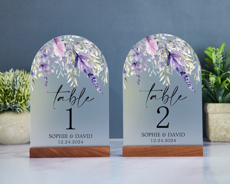 Watercolor Flowers Wedding Table Numbers, Frosted Acrylic Table Numbers ...