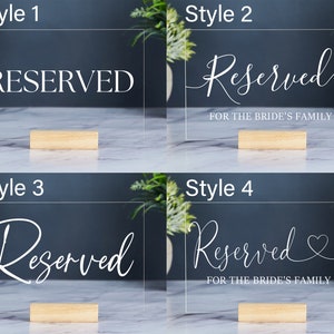 Reserved Sign Wedding, Reserved Table Sign, Acrylic Wedding Signs ...