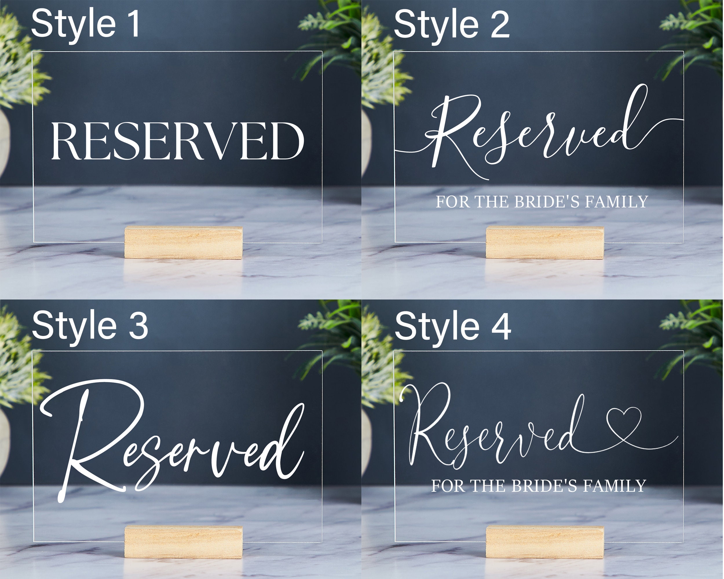 Reserved Sign Wedding, Reserved Table Sign, Acrylic Wedding Signs ...