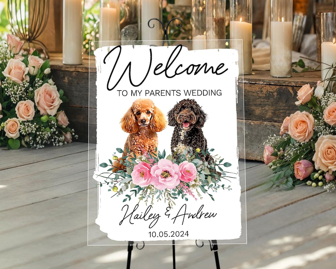 Pet Parents Welcome Sign, Wedding Welcome Sign With Pet Portrait ...