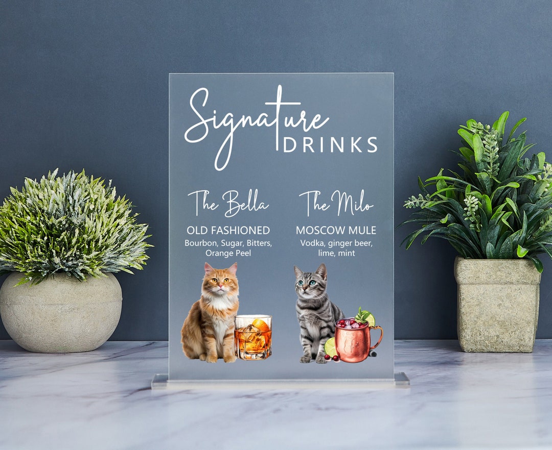 Custom Cat Signature Drink Sign,pet Signature Drink Menu Bar Menu Drink ...