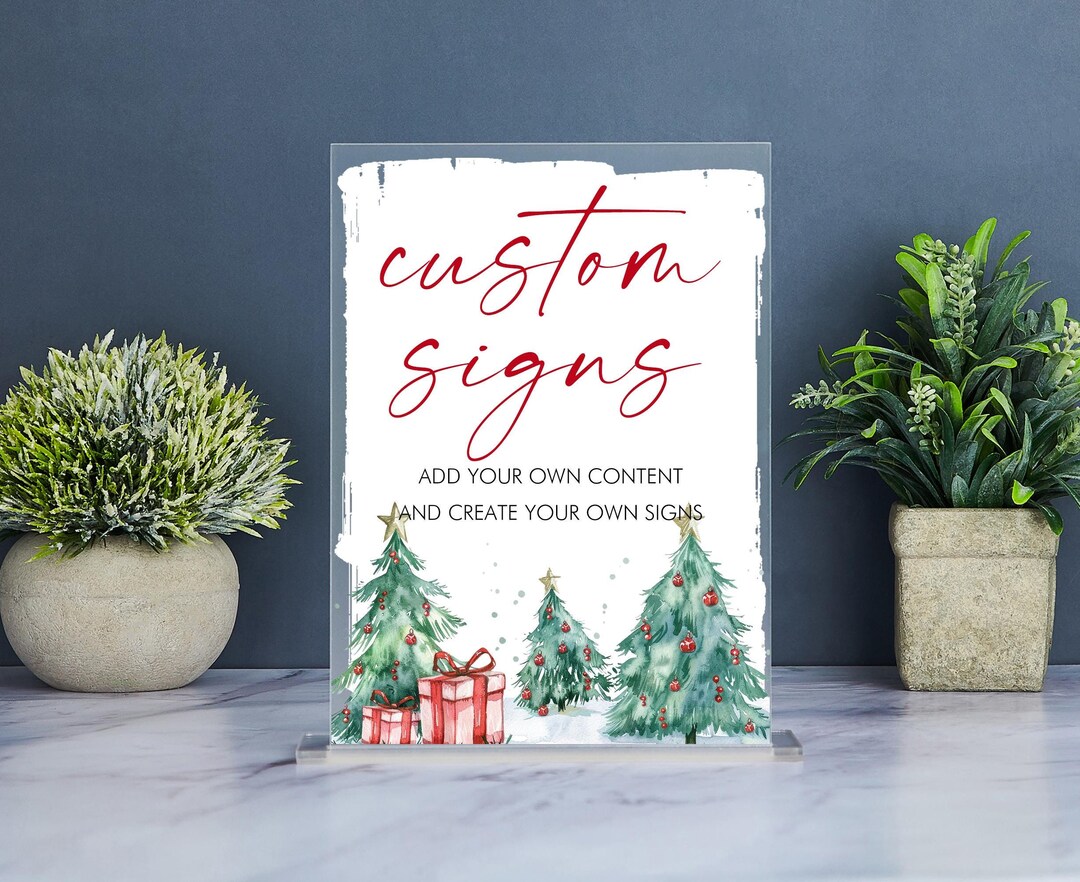 Customizable Acrylic Sign, Christmas Editable Sign, Holiday Party Signs ...