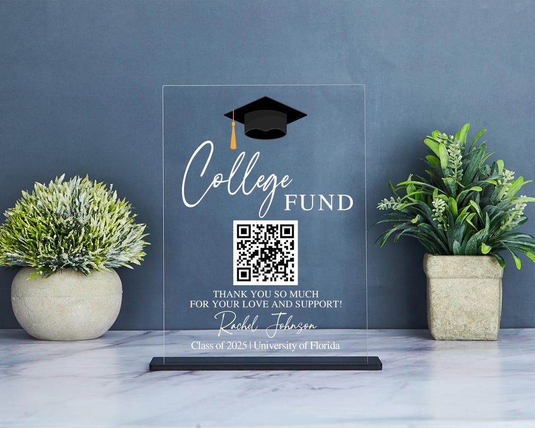 College Fund QR Code Sign, Venmo QR Code Sign, Modern Minimalist ...