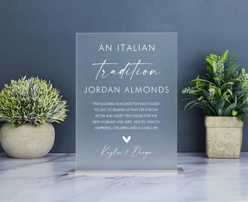 An Italian Tradition Sign, Jordan Almonds Sign, Minimalist Five Sugared ...