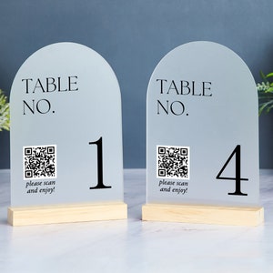 Wedding Table Numbers With QR Code,frosted Acrylic Wedding Reception ...