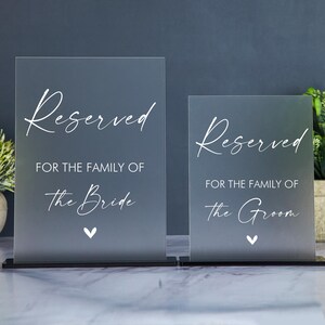 Reserved Brides Family Table Sign, Reserved Seat Sign, Acrylic Wedding ...