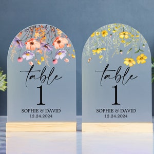 Watercolor Flowers Wedding Table Numbers, Frosted Acrylic Table Numbers ...