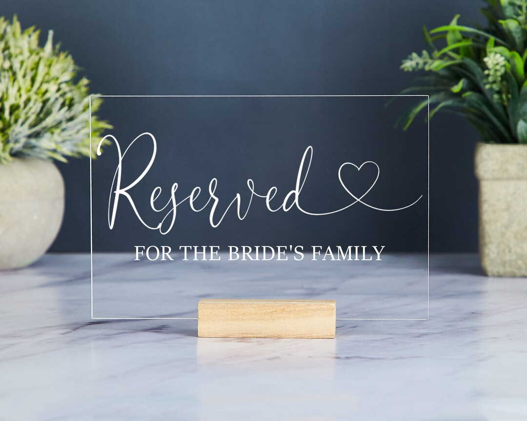 Reserved Sign Wedding, Reserved Table Sign, Acrylic Wedding Signs ...