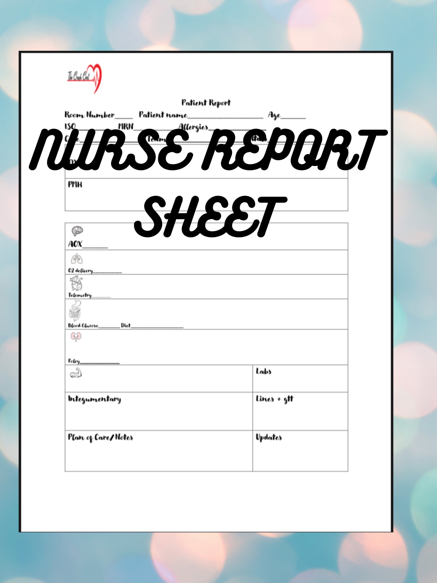 Nursing Patient Report Sheet - Etsy