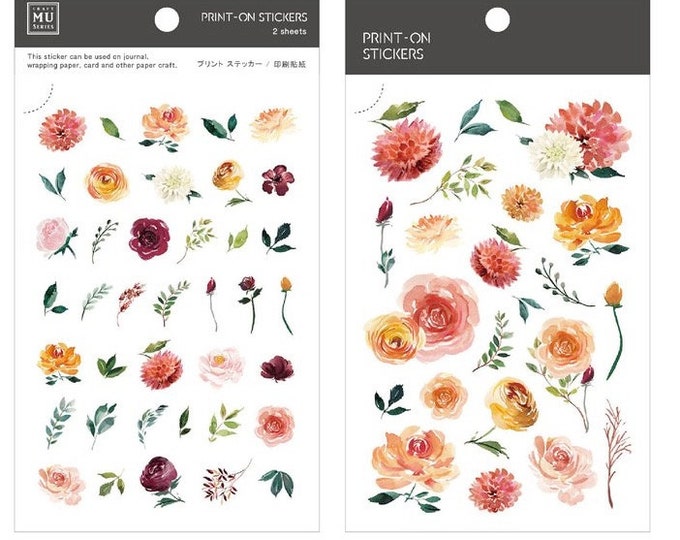 MU Print-on Stickers No.44: Assorted Flowers 2 Designs/packet - Etsy