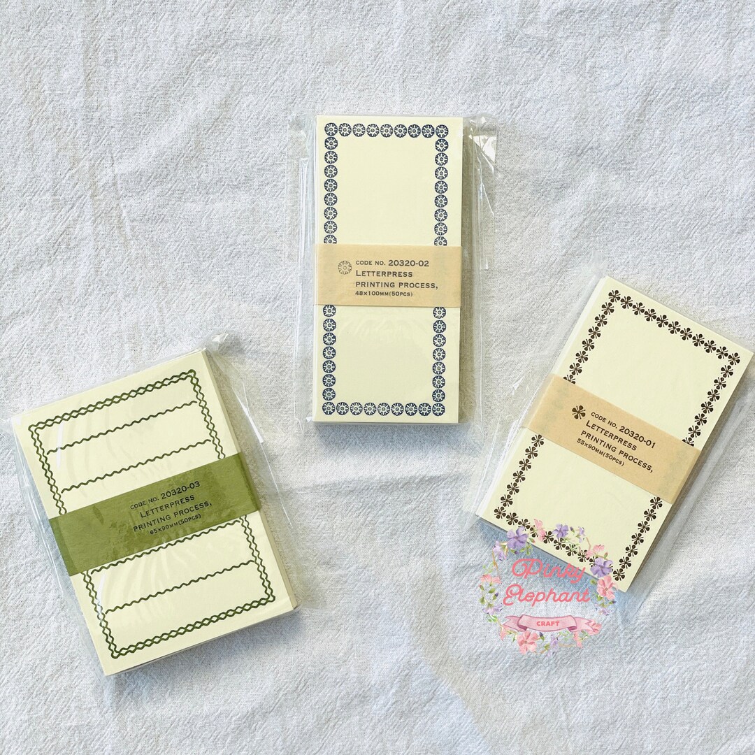 Classiky Letterpress Memo Cards Blue/green/brown, 50pcs - Etsy
