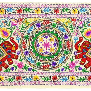 Indian Wall Hanging Tapestry Multicolour Embroidered Table Runner ...