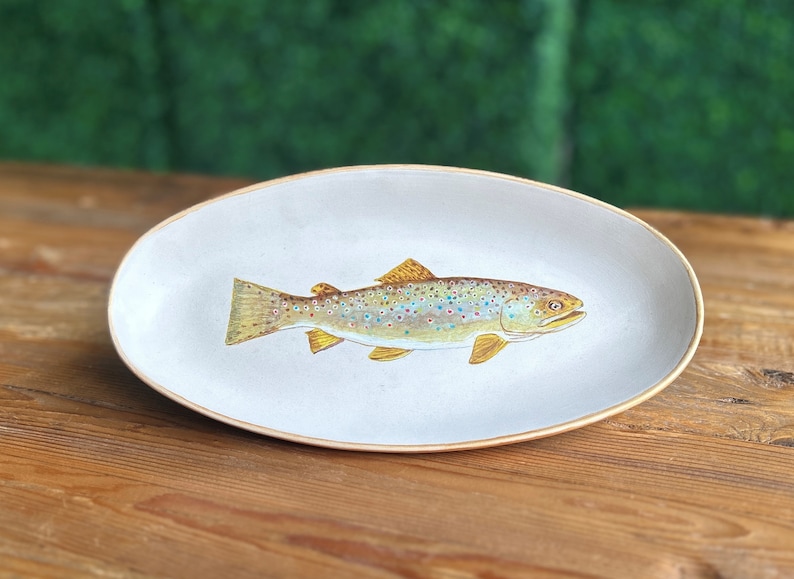 Brown Trout Plate | Hand Painted - Etsy