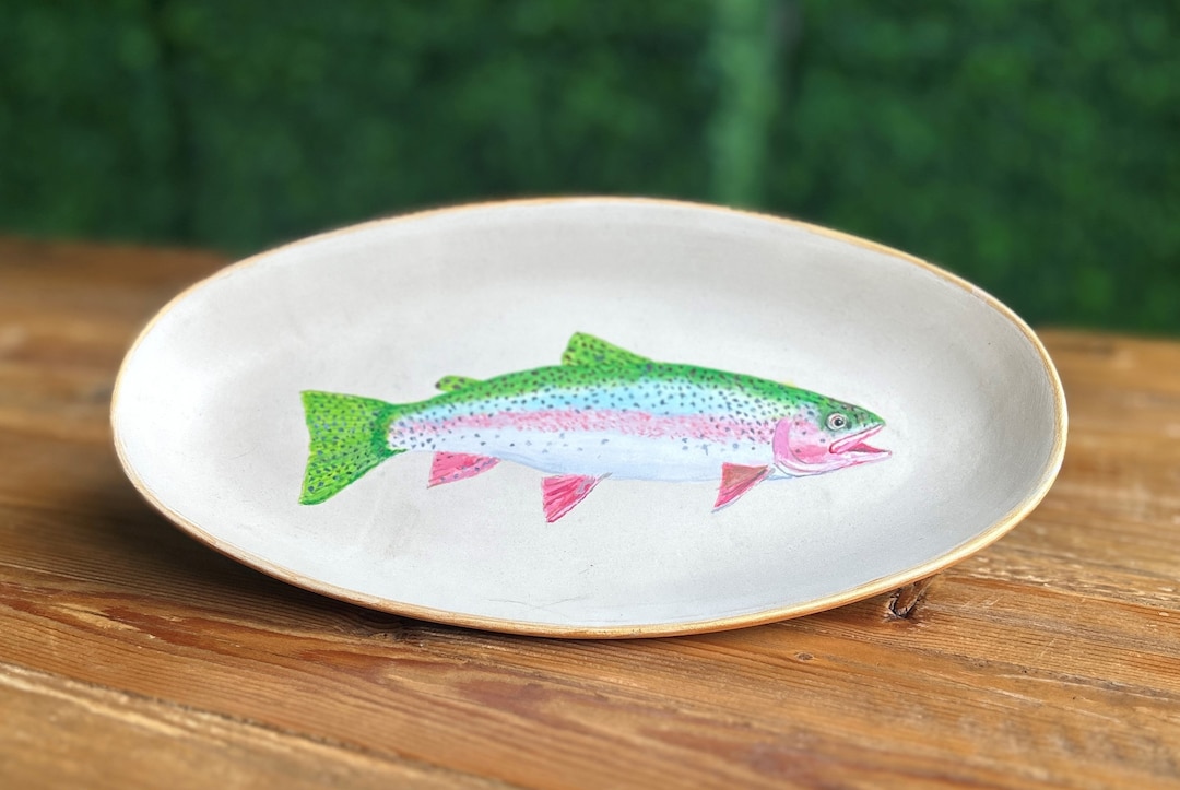 Rainbow Trout Plate | Hand Painted - Etsy