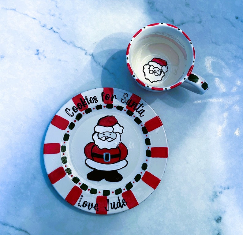 Milk and Cookies for Santa Ceramic Set | Hand-painted Plate & Mug ...