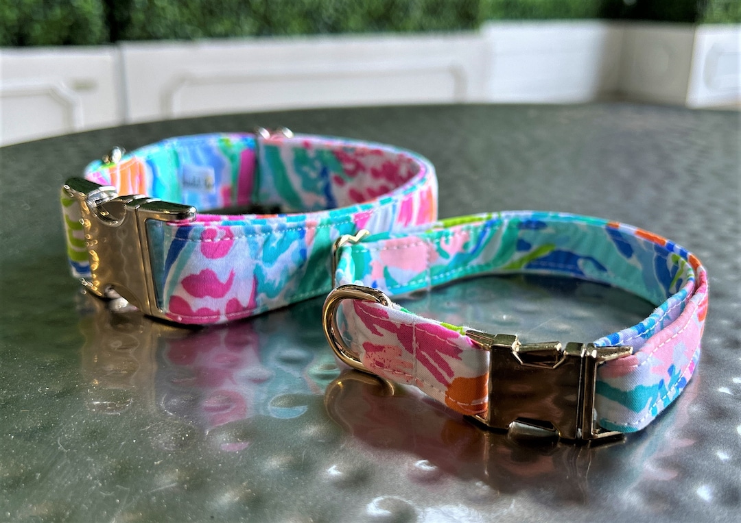 Dog Collar With Lilly Fabric | Handmade - Etsy