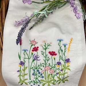 Tea Towel*wildflower*embroidered*flowers*hand Towel*flowers Tea Towel ...