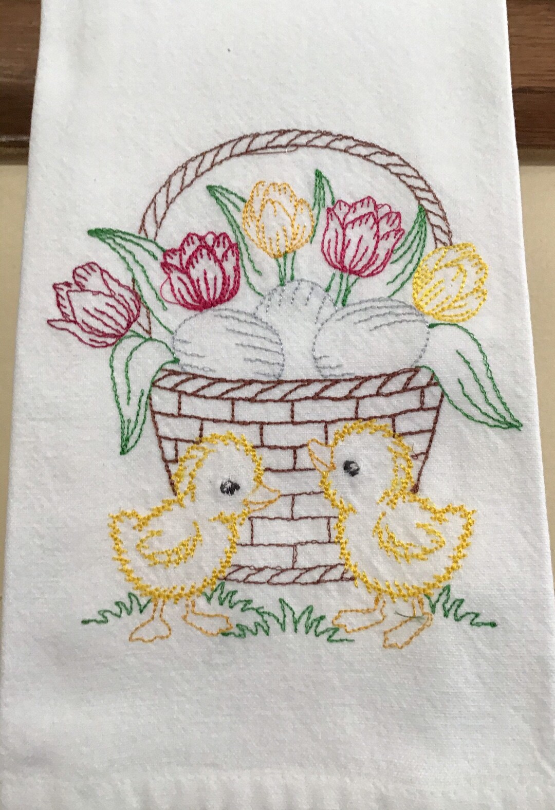 EASTER TEA TOWELS Easter Chickembroidereddish /kitchen - Etsy