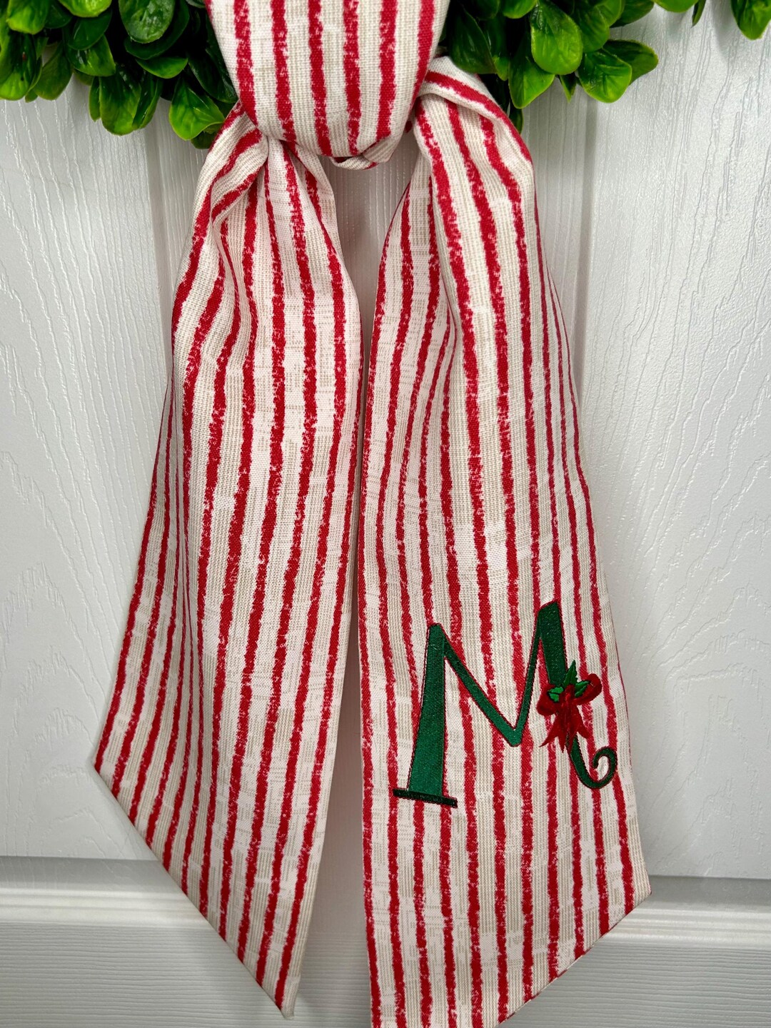 Christmas Wreath Sash*peronalized Wreath Sash*monogram Wreath Sash*red ...