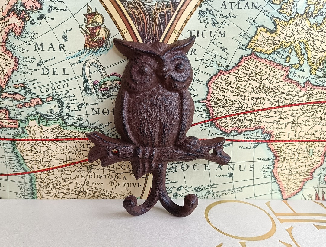 Vintage Iron Owl Hook Antique Owl Wall Hook With Double Hooks for ...