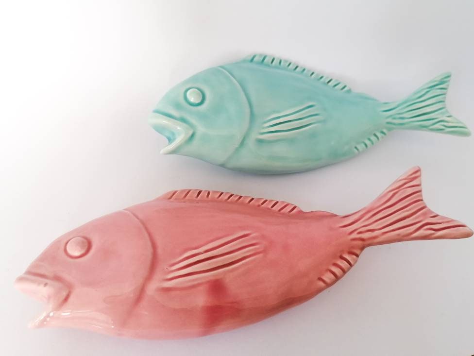 Set of 2 Ceramic Bream Fish Hand Painted Ceramic Glazed Clay - Etsy