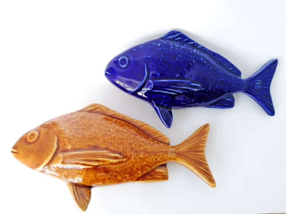 Set of 2 Ceramic Sea Bream Fish Hand Painted Ceramic Glazed - Etsy