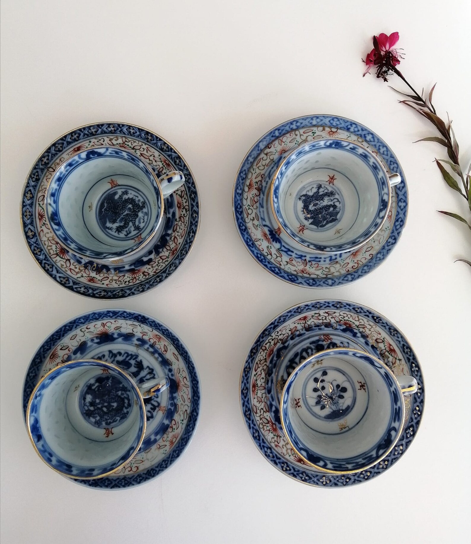 Set of 4 Chinese Rice Porcelain Vintage Coffee Cups Oriental | Etsy