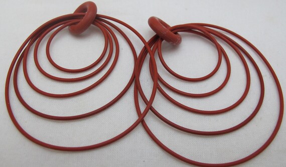 Extra Large Rings in Rubber Earrings in Sienna Red Non-pierced | Etsy