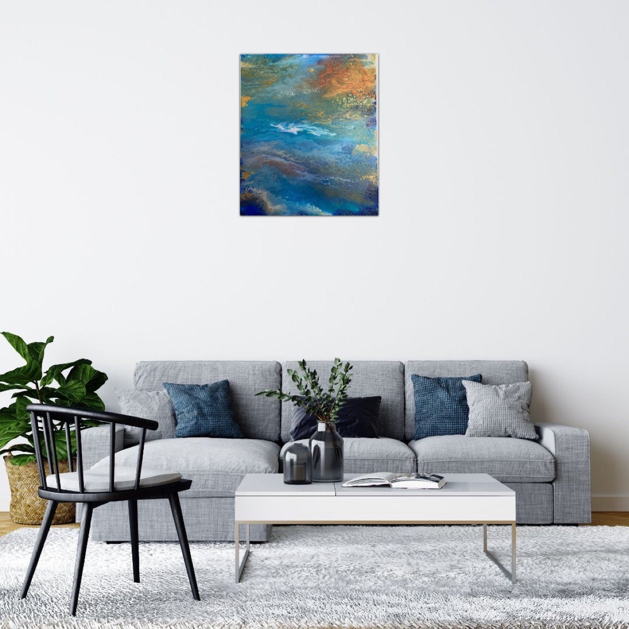 Abstract Ocean Canva Flowart - Etsy