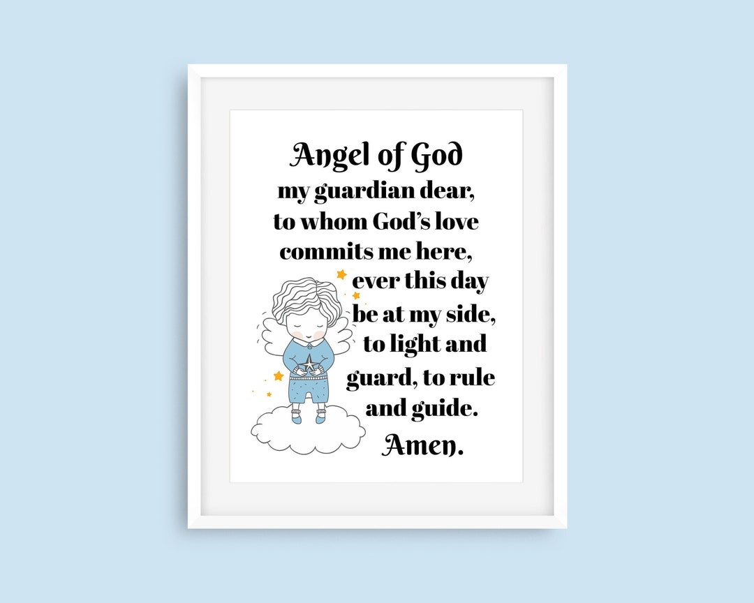 Guardian Angel Prayer Boy Print: Christian Children's Decor (digital ...