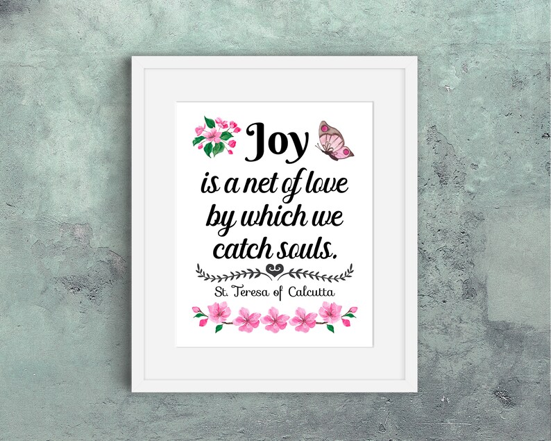 Mother Teresa Quote Print, Joy is a Net of Love Catholic Art Print - Etsy
